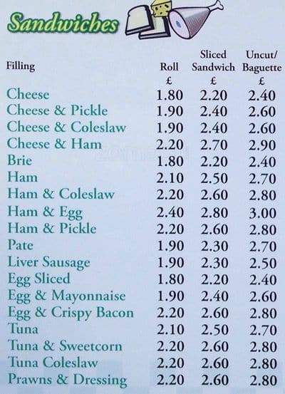 Menu at Village Bakers cafe, Whyteleafe, 213A Godstone Rd