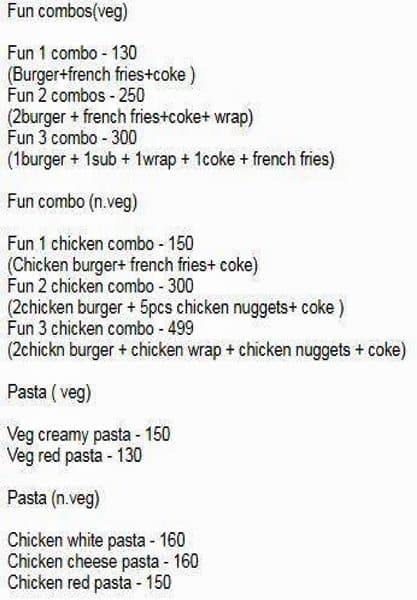 Menu at Fun N Bun, Chennai, Chromepet