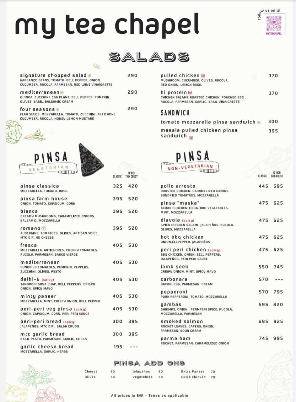 Menu at My Tea Chapel- Pinsa Pizza & Waffles, Gurugram, FF-108