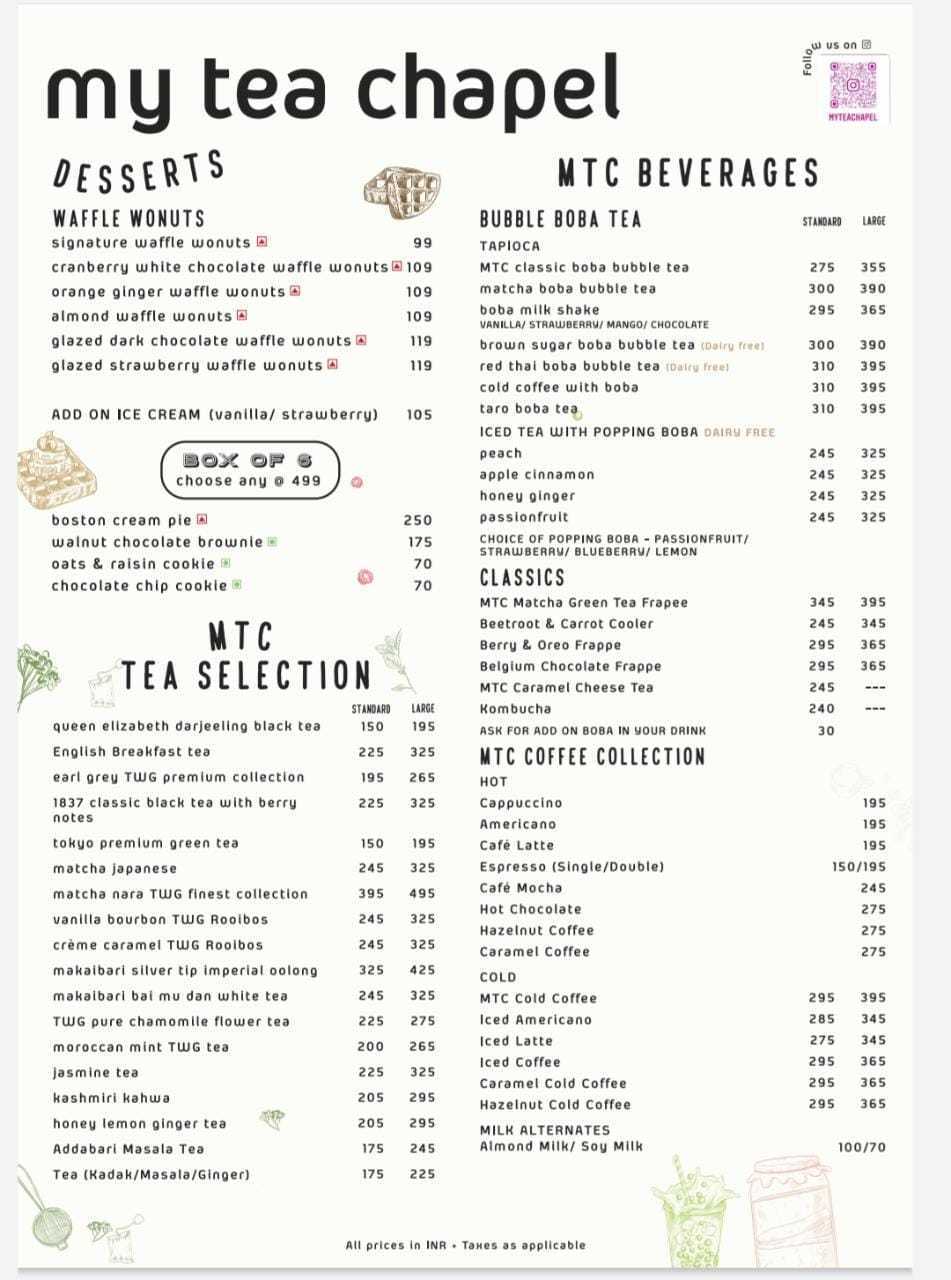 Menu at My Tea Chapel- Pinsa Pizza & Waffles, Gurugram, FF-108