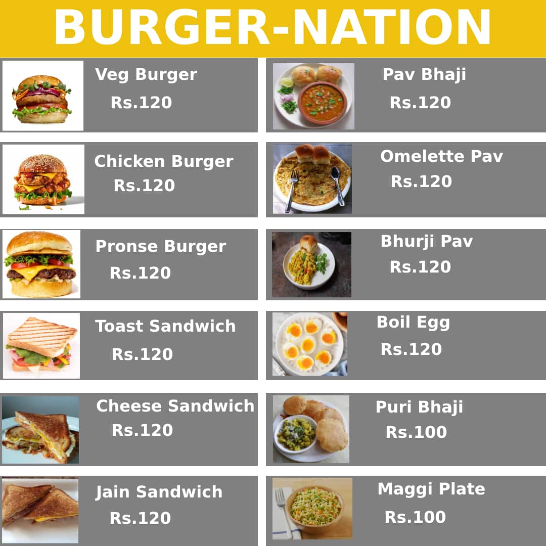 Menu of Burger-Nation, Versova, Andheri West, Mumbai
