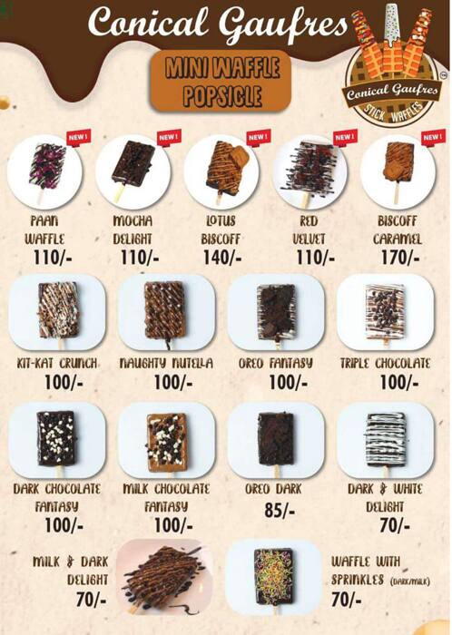 Menu of Conical Gaufres, Chembur, Mumbai