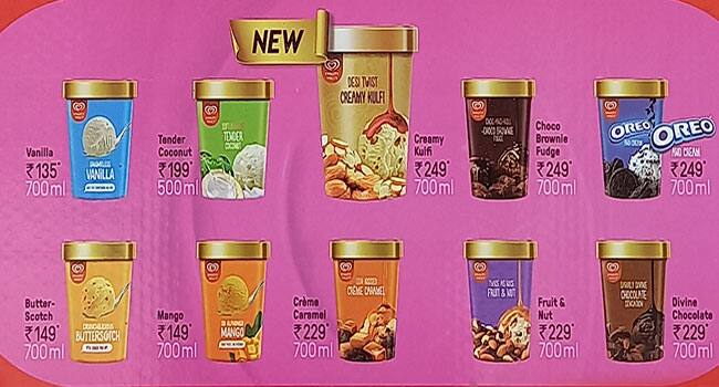 Menu at Kwality Wall's Frozen Dessert and Ice Cream Shop, Kanpur, Plot 282