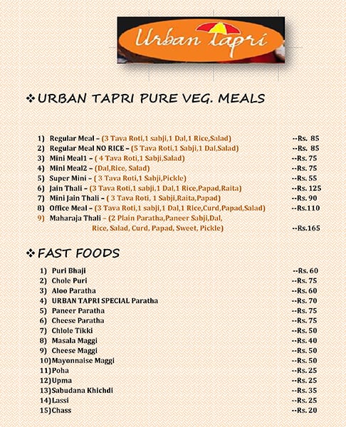 Menu at Urban Tapri, Navi Mumbai, No. 20 Kopar Khairane Road Kopar Khairane