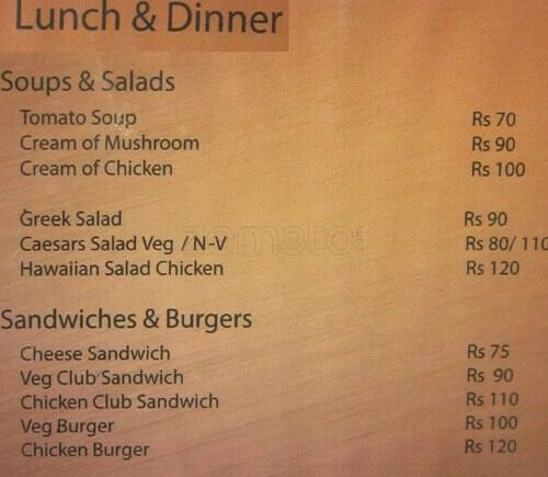 Menu at Crossover, Bengaluru, Outer Ring Road