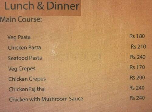 Menu at Crossover, Bengaluru, Outer Ring Road