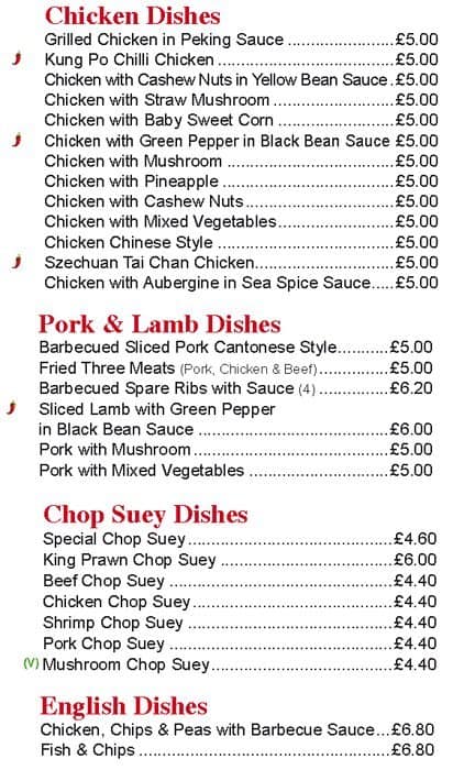 Menu at Eastern Palace pub & bar, London