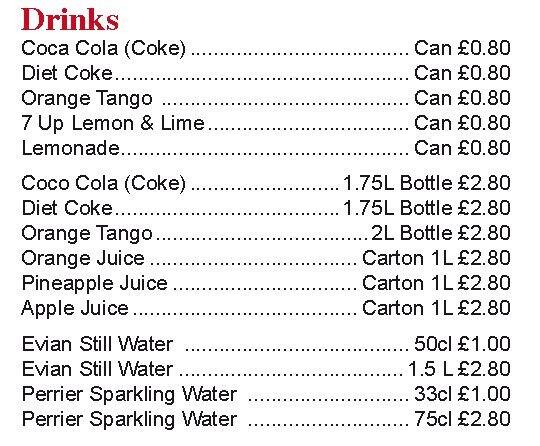 Menu at Eastern Palace pub & bar, London