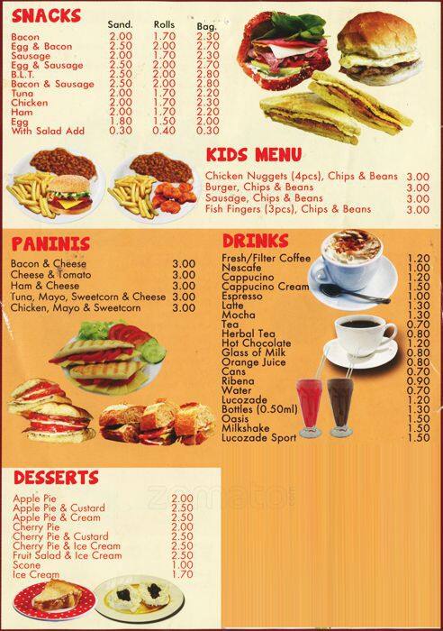 Menu at Enjoy Cafe, Dagenham, 532 Rainham Rd S