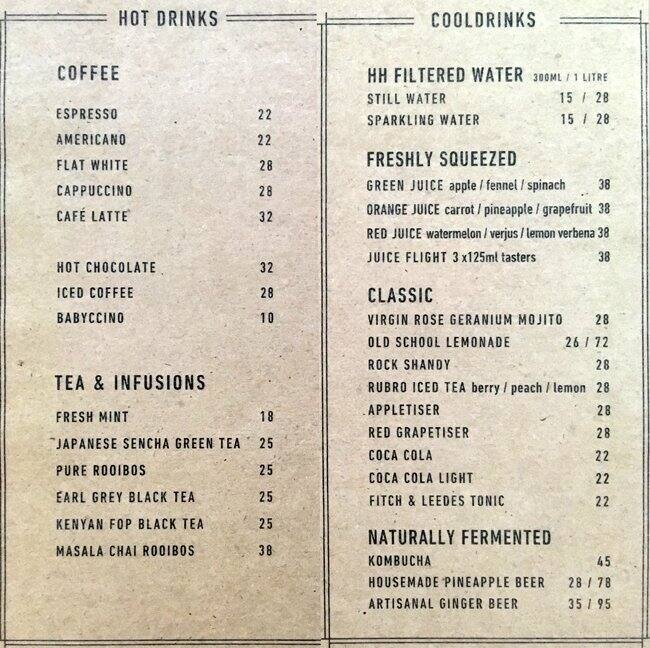 Menu at Hoghouse BBQ & Bakery at Spier, Cape Town