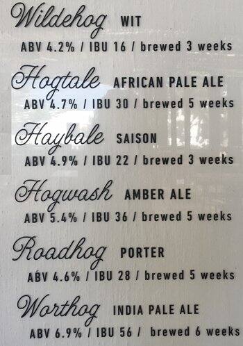 Menu at Hoghouse BBQ & Bakery at Spier, Cape Town