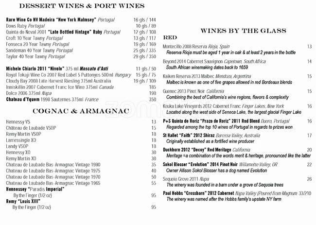 Menu at Quality Meats pub & bar, West New York, 57 W 58th St