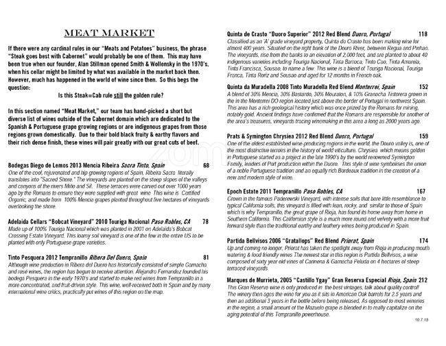 Menu at Quality Meats pub & bar, West New York, 57 W 58th St