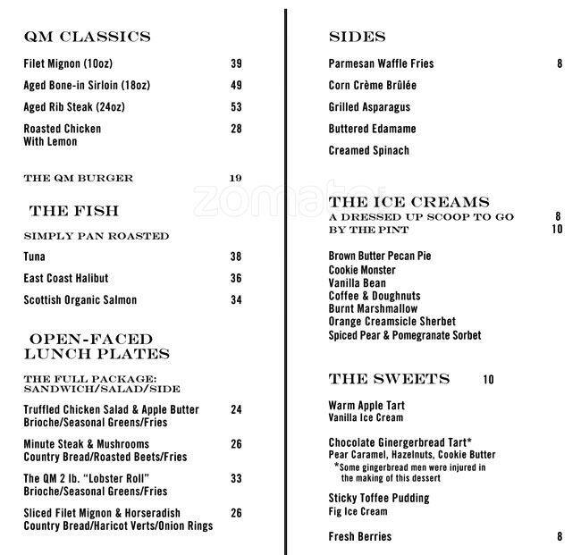 Menu at Quality Meats pub & bar, West New York, 57 W 58th St