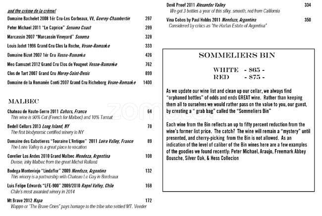 Menu at Quality Meats pub & bar, West New York, 57 W 58th St