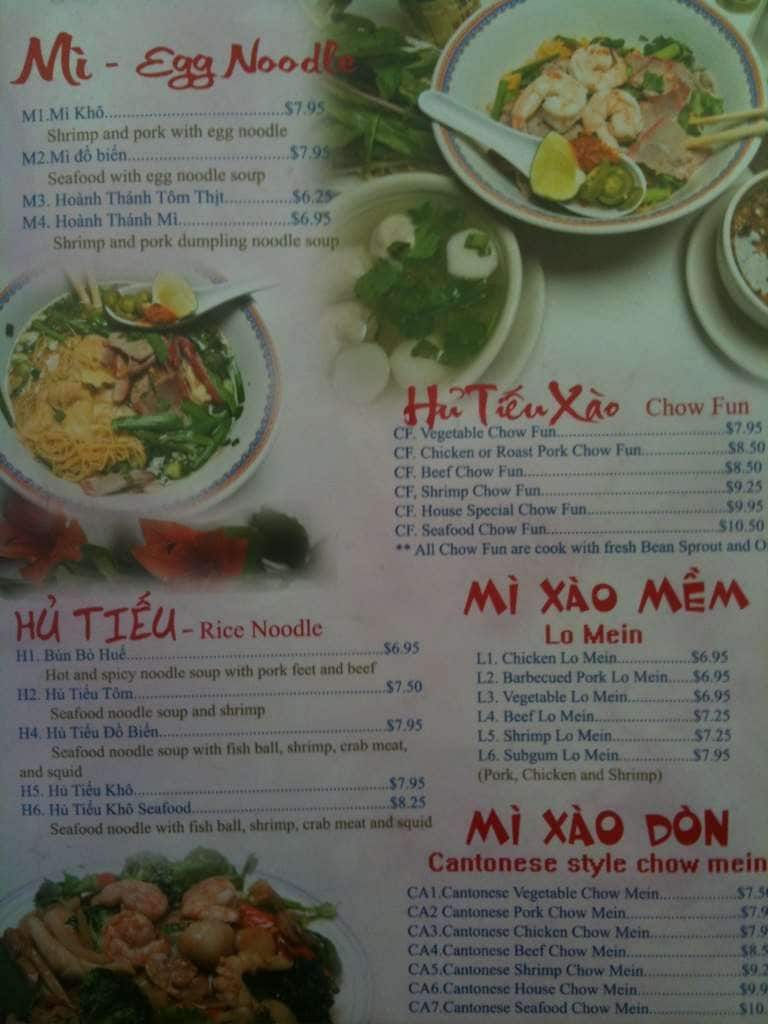 Menu at Mandarin restaurant, Brooklyn Park