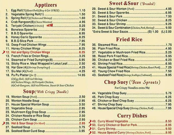 Menu at Empire Chef restaurant, Aurora, Yonge St