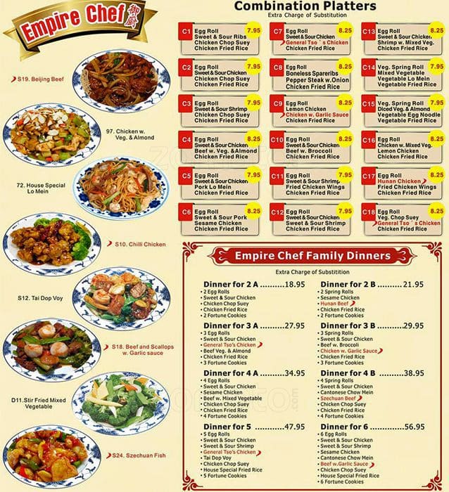 Menu at Empire Chef restaurant, Aurora, Yonge St