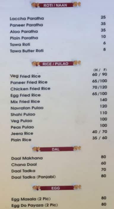 Menu at Tasty Food, Patna, Rajeev Nagar