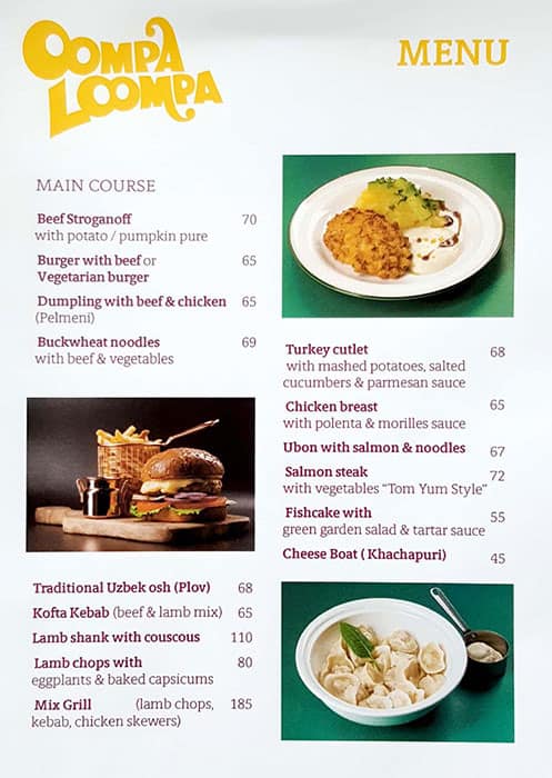 Menu at Masha and The Bear Restaurant, Dubai, 212 The Walk