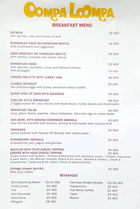 Menu at Masha and The Bear Restaurant, Dubai, 212 The Walk