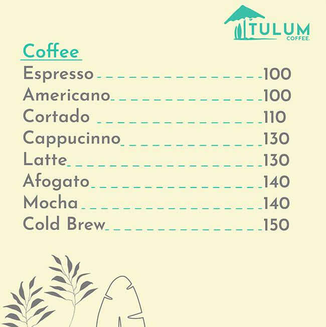 Menu of Tulum Coffee, Versova, Andheri West, Mumbai