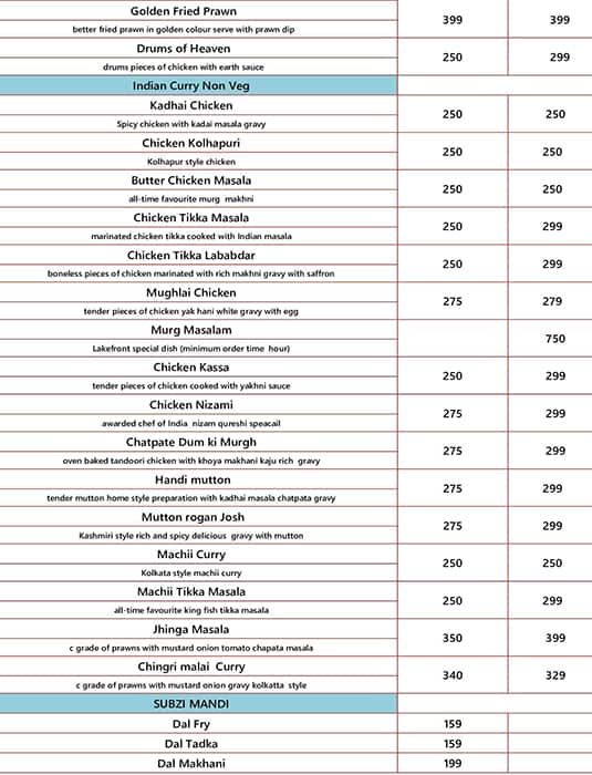 Menu at Lake View Restaurant, Ranchi