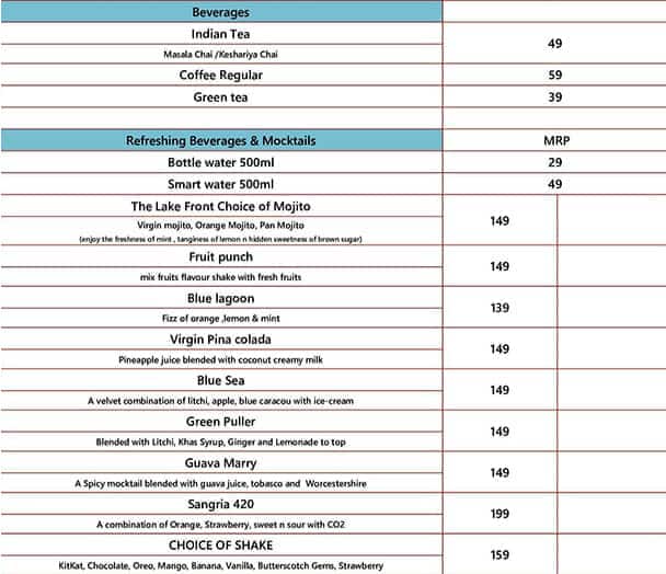 Menu at Lake View Restaurant, Ranchi