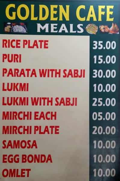 Menu at Golden Cafe, Hyderabad, shop no.6-7-124