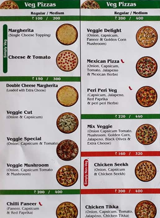 Menu of Pizza Break, Paschim Vihar, New Delhi