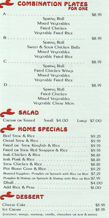Menu at Scarlet Ibis restaurant, Toronto