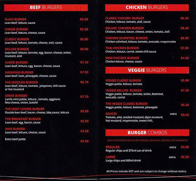 M&M Burger Bar and Take Away Menu - Urbanspoon/Zomato