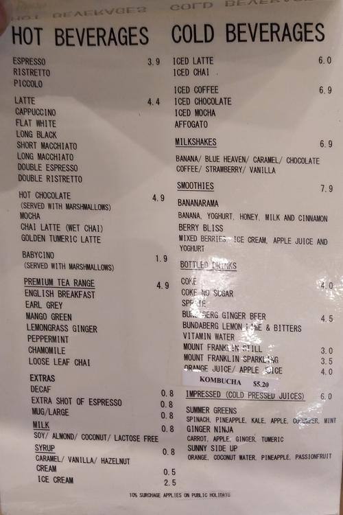 Menu at Destiny Point Cafe, Kalorama