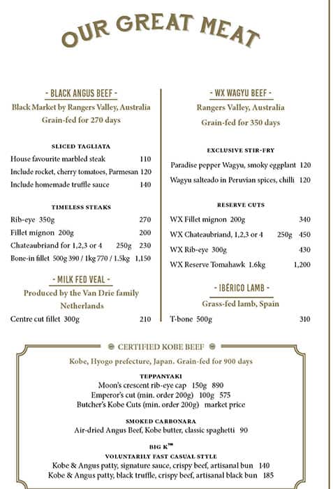Menu at Beefbar, Dubai, Al Fattan Currency House Tower 2