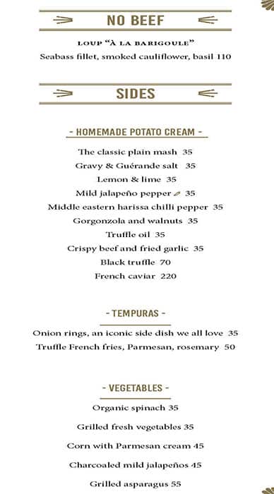Menu at Beefbar, Dubai, Al Fattan Currency House Tower 2