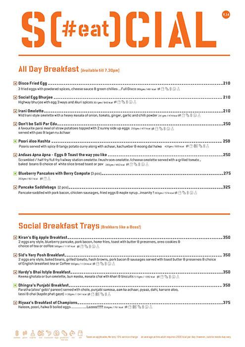 Menu of Carter Road Social, Carter Road, Bandra West, Mumbai