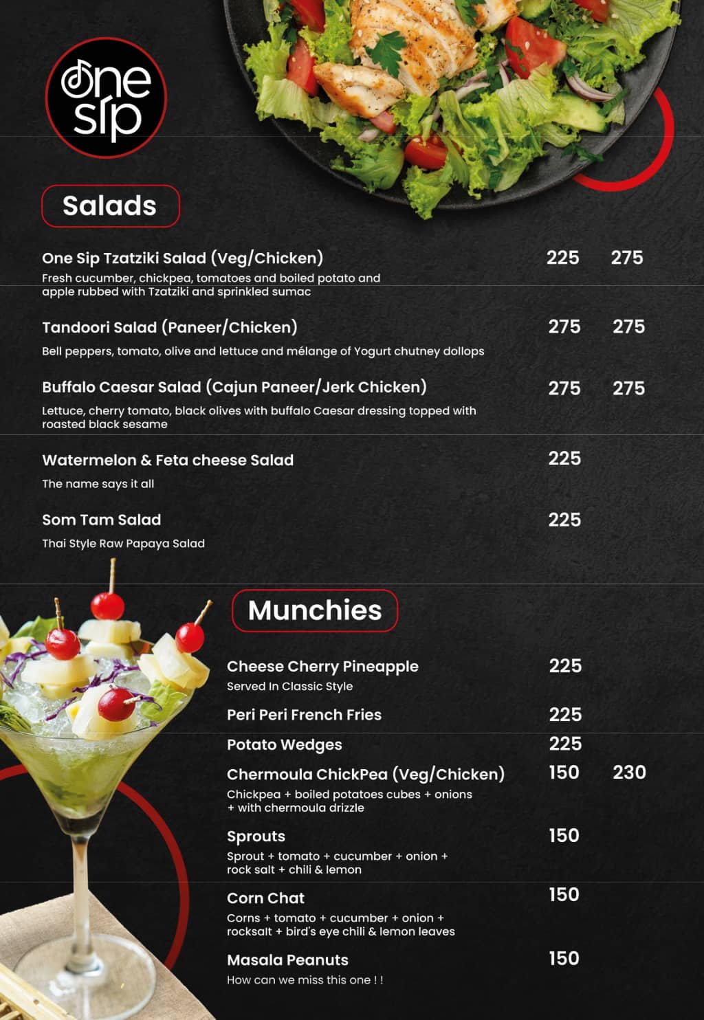 Menu of One Sip, New Town, Kolkata