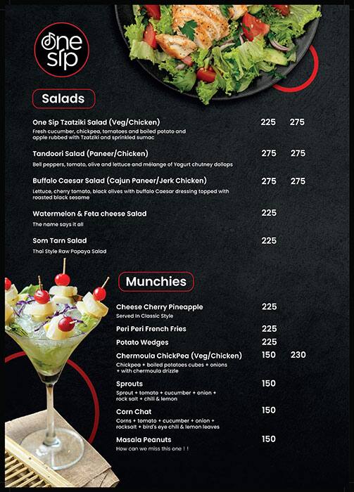 Menu of One Sip, New Town, Kolkata