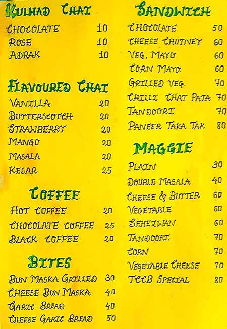 Menu of The Chai Chaska Bar, Kothrud, Pune