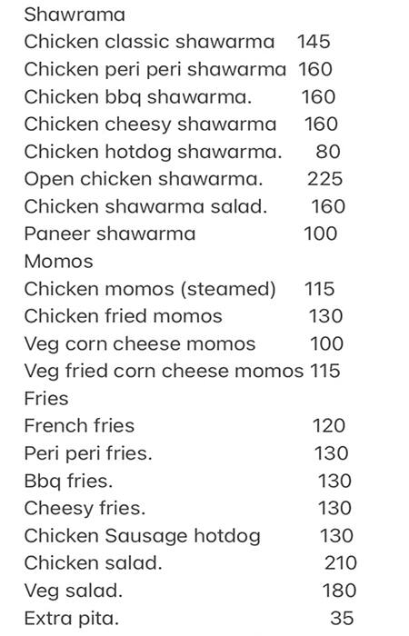 Menu of The Shawarma Fellas, Andheri Lokhandwala, Andheri West, Mumbai