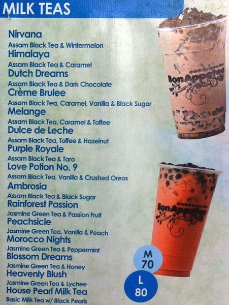 Menu at Bon Appetea restaurant, Parañaque, President's Ave.