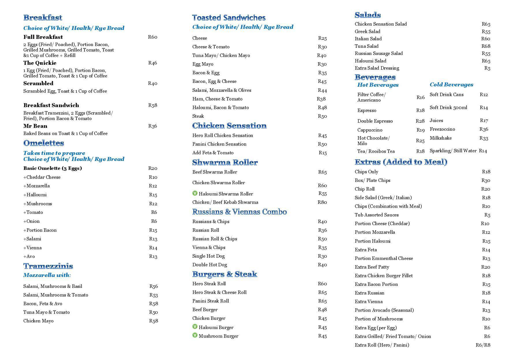 Menu at Wanderers Planet Cafe & Deli, Sandton, 32 Rudd Rd