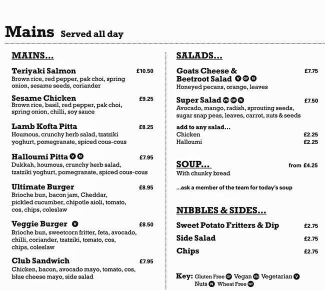 Menu at Boston Tea Party Birmingham cafe, Birmingham, 190 Corporation St