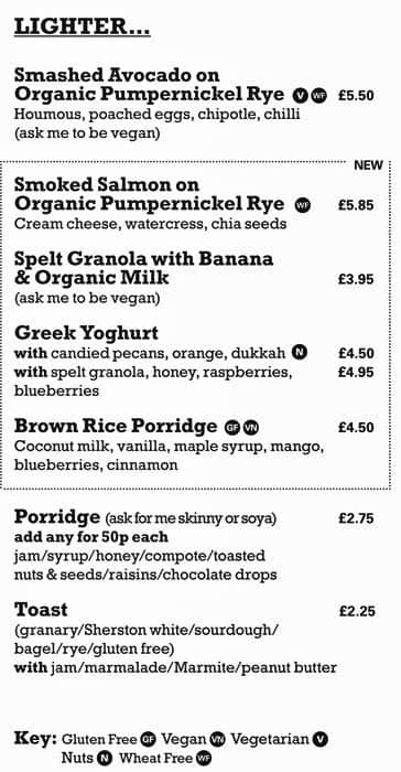 Menu at Boston Tea Party Birmingham cafe, Birmingham, 190 Corporation St