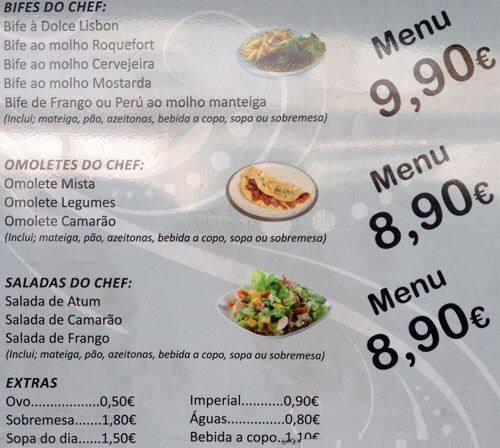 Menu em Dolce Lisbon restaurante, Lisboa, Rua Oliveira Martins