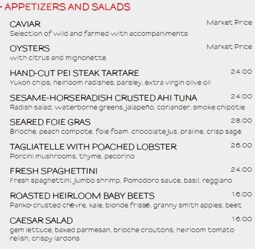 Menu at North 44 Restaurant, Toronto