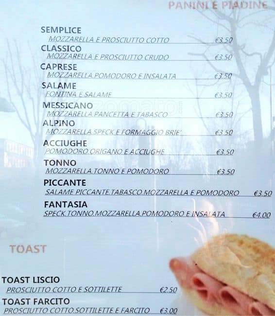 Menu at Green Bar, Sesto San Giovanni, Viale Giacomo Matteotti