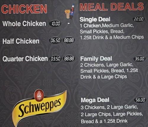 Menu at Awafi Charcoal Chicken restaurant, Granville