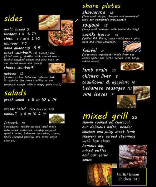 Menu at Awafi Charcoal Chicken, 107 South St - Restaurant prices