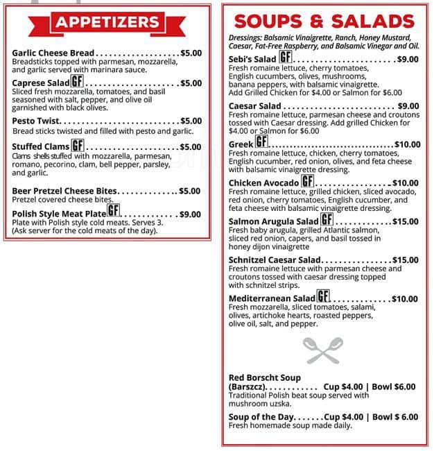 Sebi's Bistro a Seattle: Foto del Menu con Prezzi - Urbanspoon/Zomato